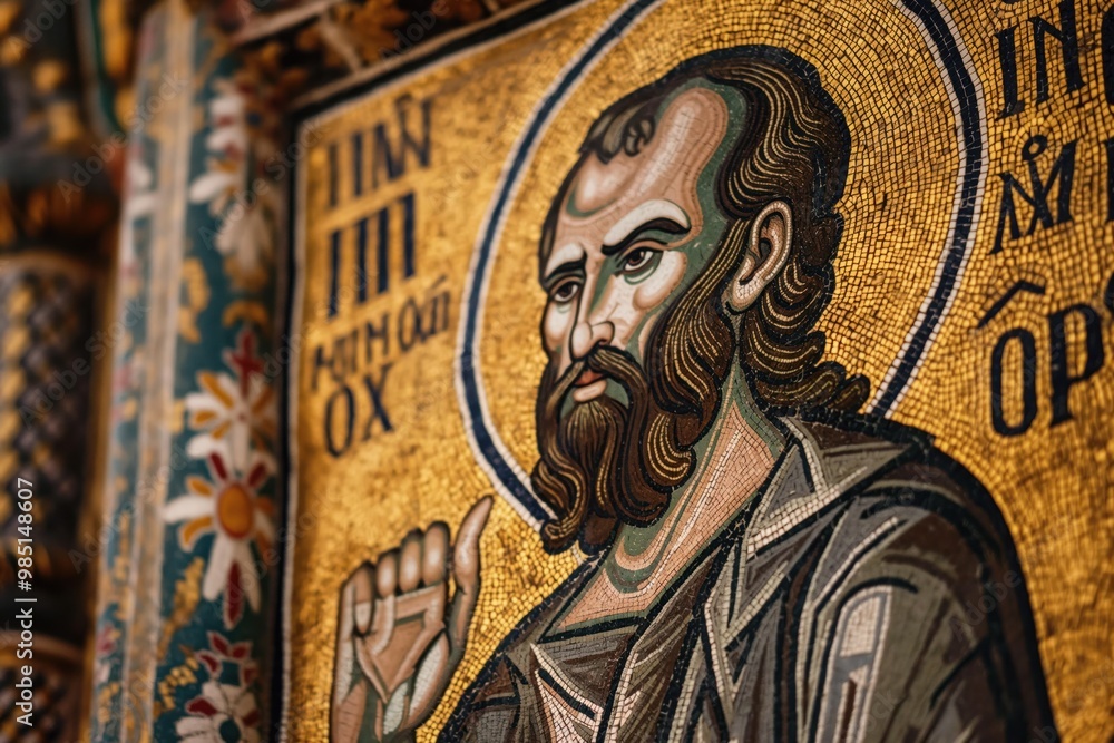 Mosaic artwork of Apostle Paul in Monreale Cathedral, Sicily, Italy ...