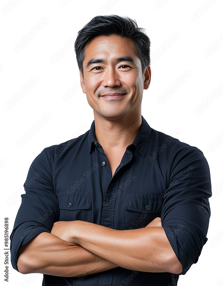 Confident Smiling Asian Man isolated on transparent background PNG ...