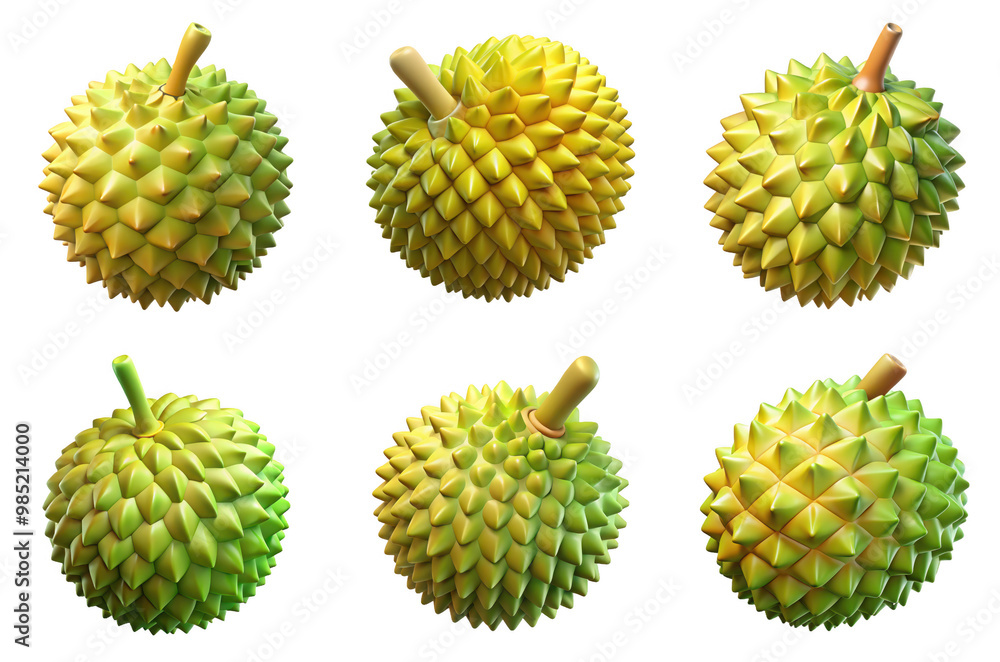 PNG durian 3d collection, in cartoon style minimal on transparent ...