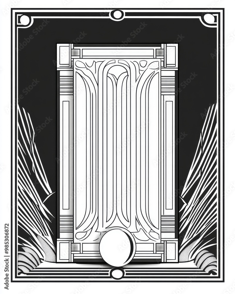 Line art illustration featuring a book cover and spine design template ...