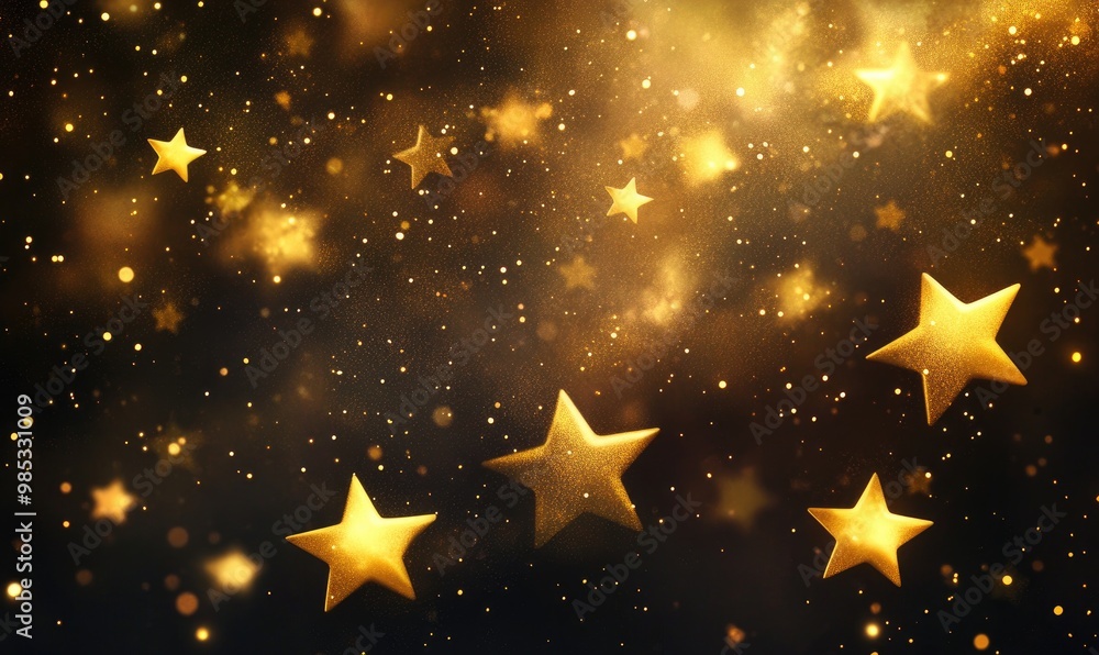 Dust sparkles and golden stars gleam with a unique radiance Glow effect ...