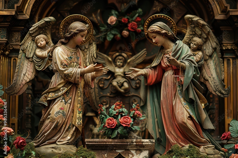 Divine Revelation: God with Us - A depiction of the Annunciation, where ...