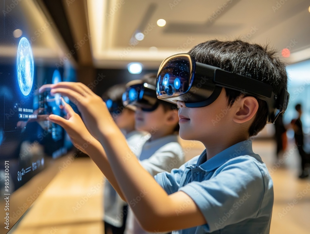 A classroom in Singapore using augmented reality technology to teach ...