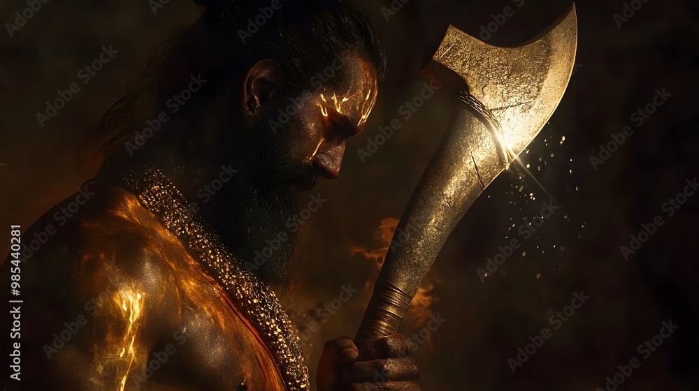 Wallpaper for parshuram jayanti with shining ax in focus Stock Photo ...