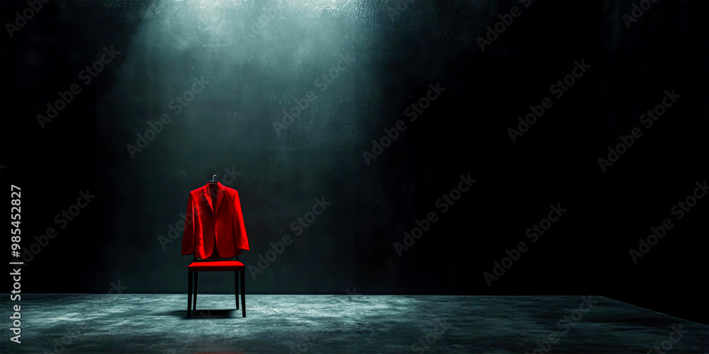 An empty coat hanging on a chair, a room filled with silence, absence ...