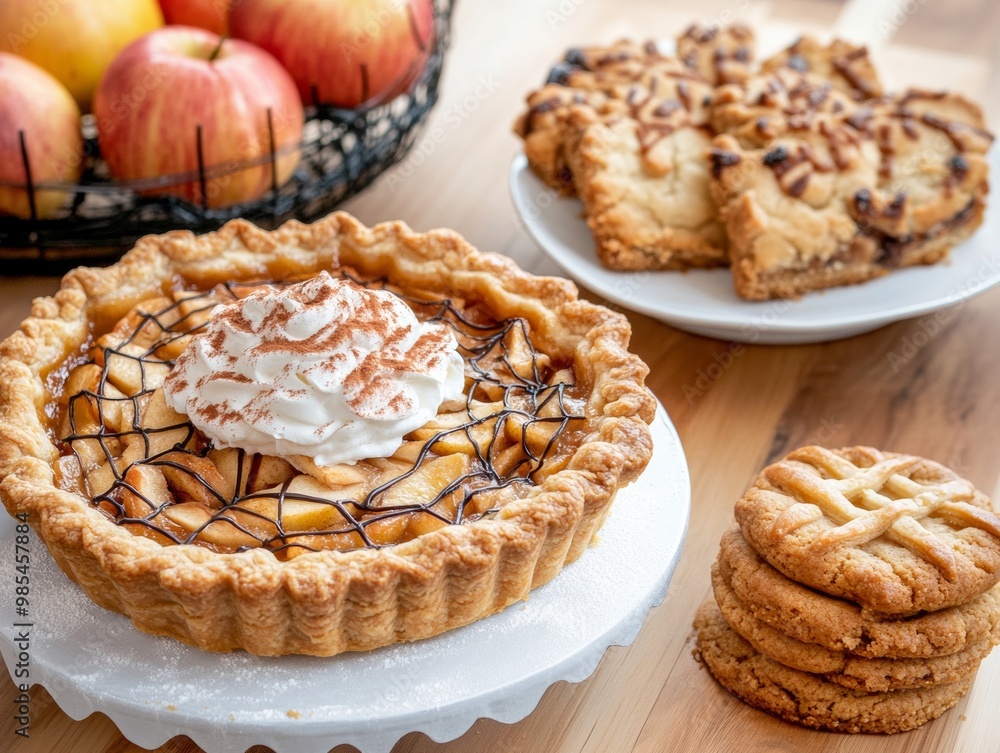 Halloween-themed apple pie with a spider-web crust design Stock Photo ...