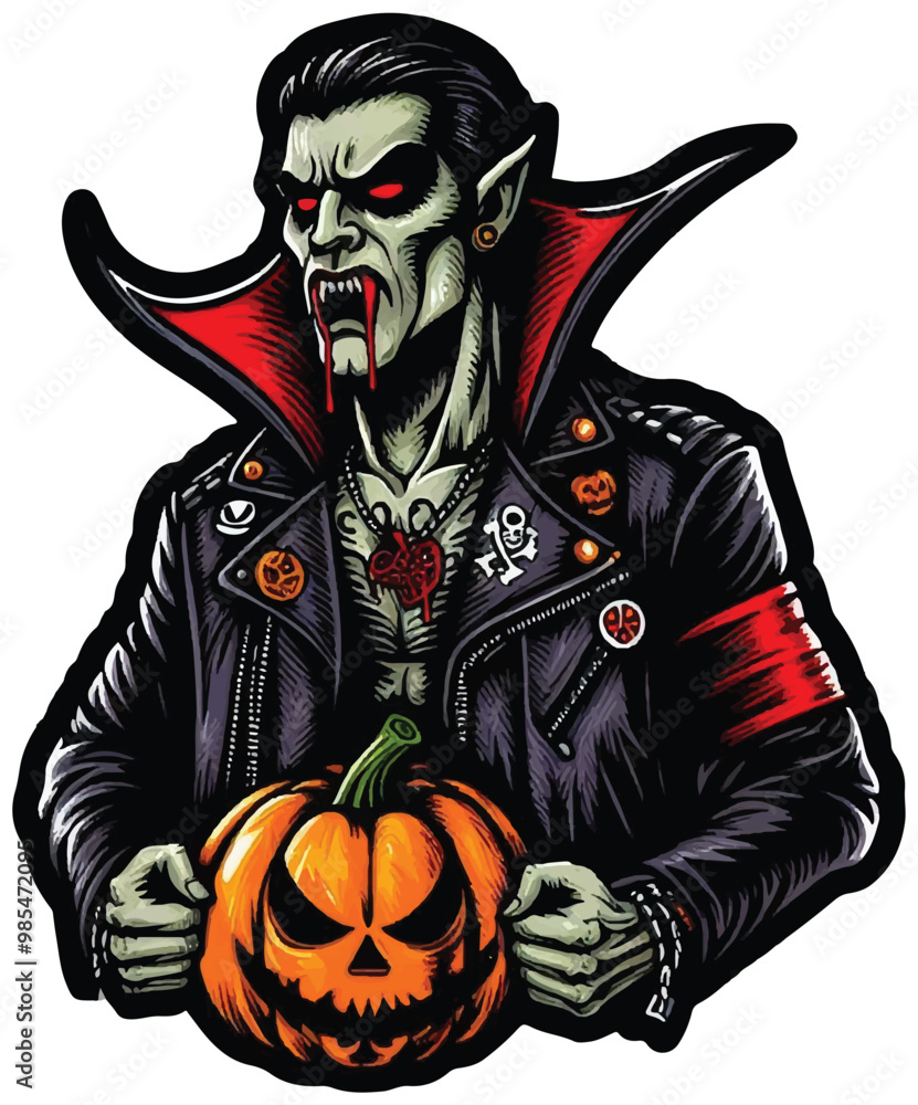 Amazing Sticker Halloween colorfull vampire illustration vector Stock ...