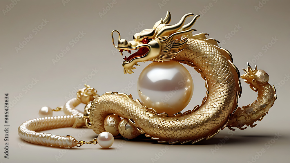 A simple design of the Chinese dragon coiling around a pearl ...