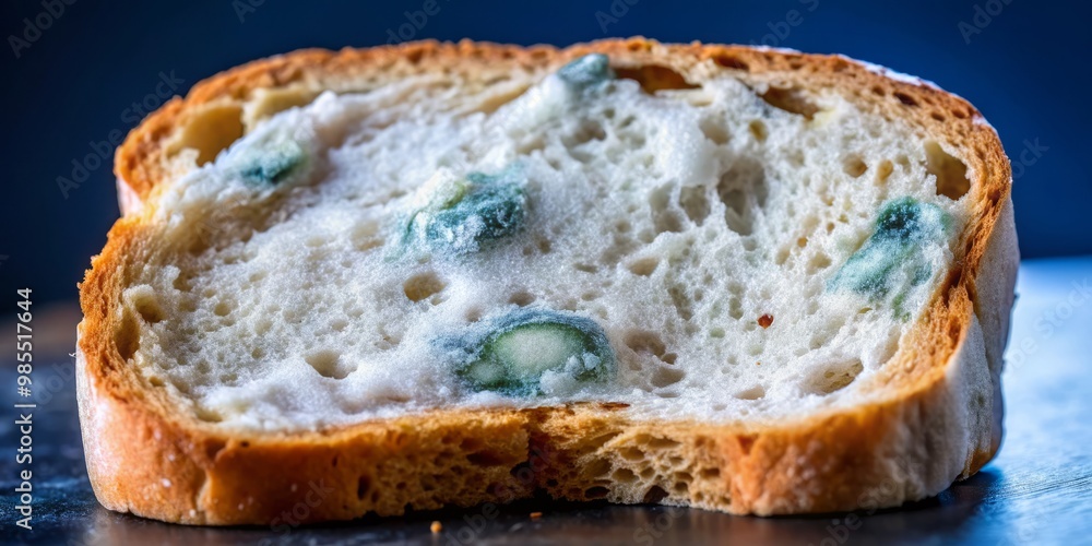 Captured in detail, the white mold on bread illustrates the processes ...