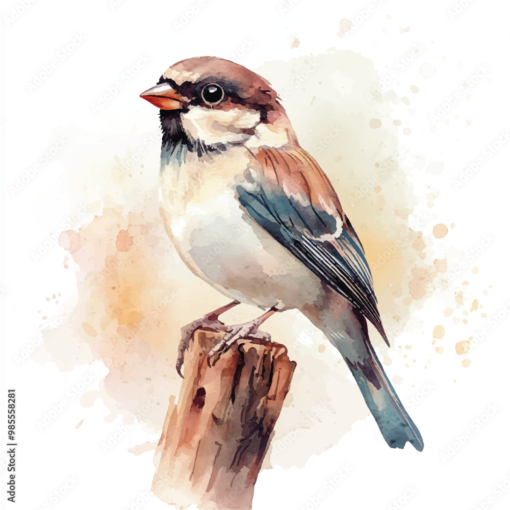 Sparrow watercolor clipart illustration isolated Stock Vector | Adobe Stock