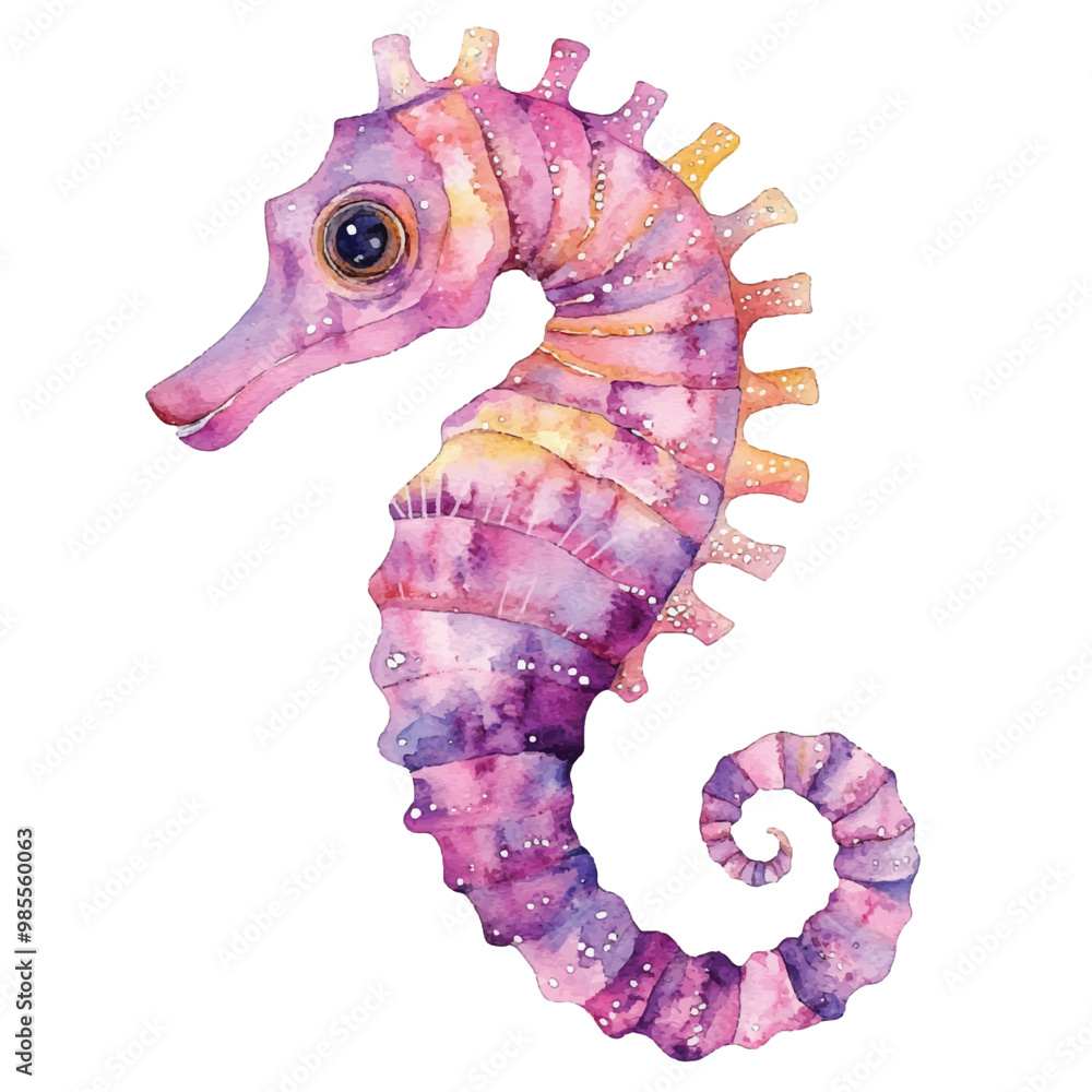 Seahorse watercolor clipart illustration isolated Stock Vector | Adobe ...