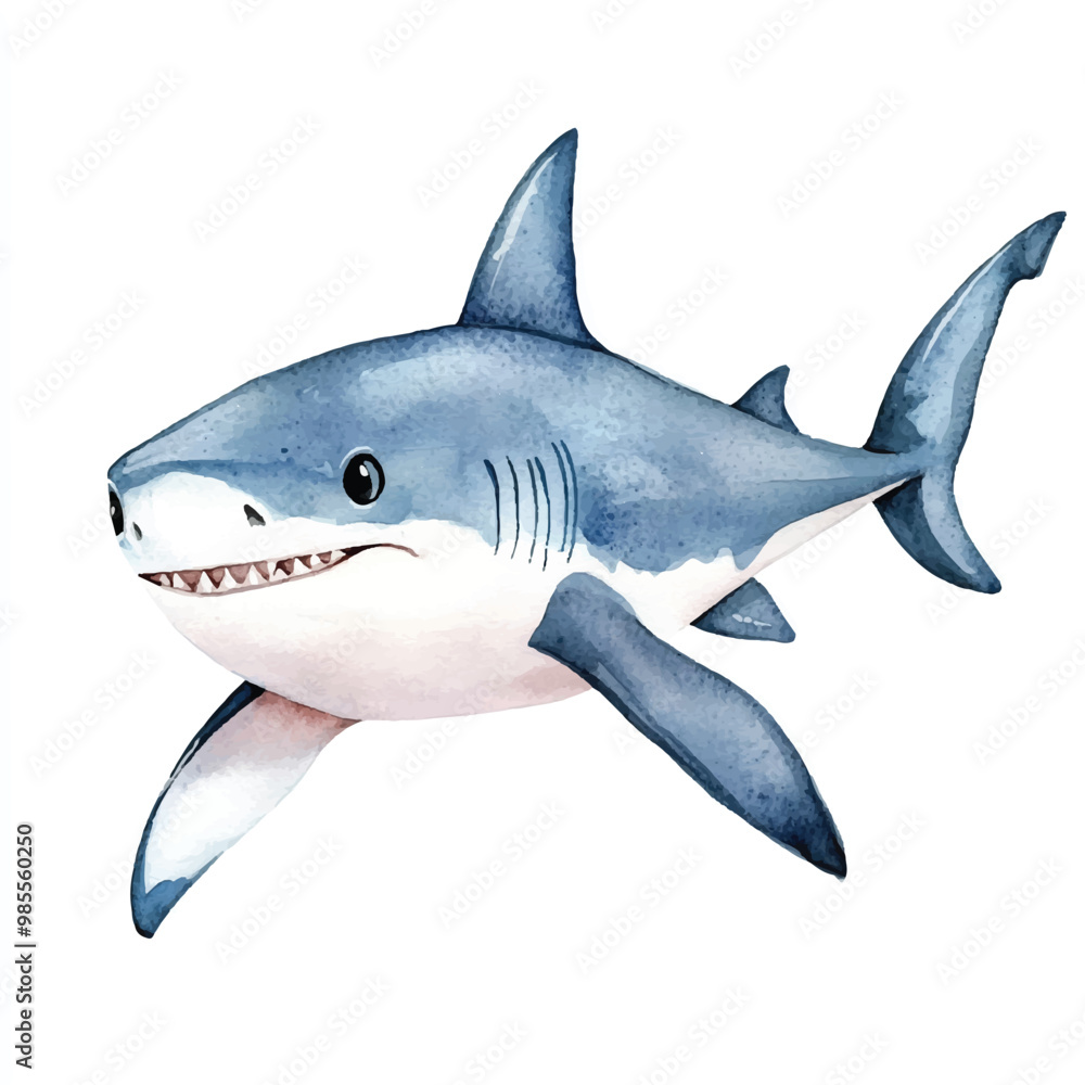 Shark watercolor clipart illustration isolated Stock Vector | Adobe Stock