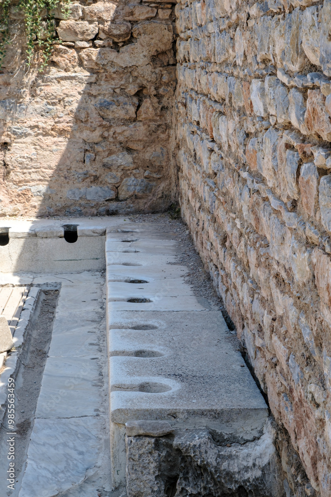 Ancient public Toilet bathroom seats on Ephesus , public toilets used ...