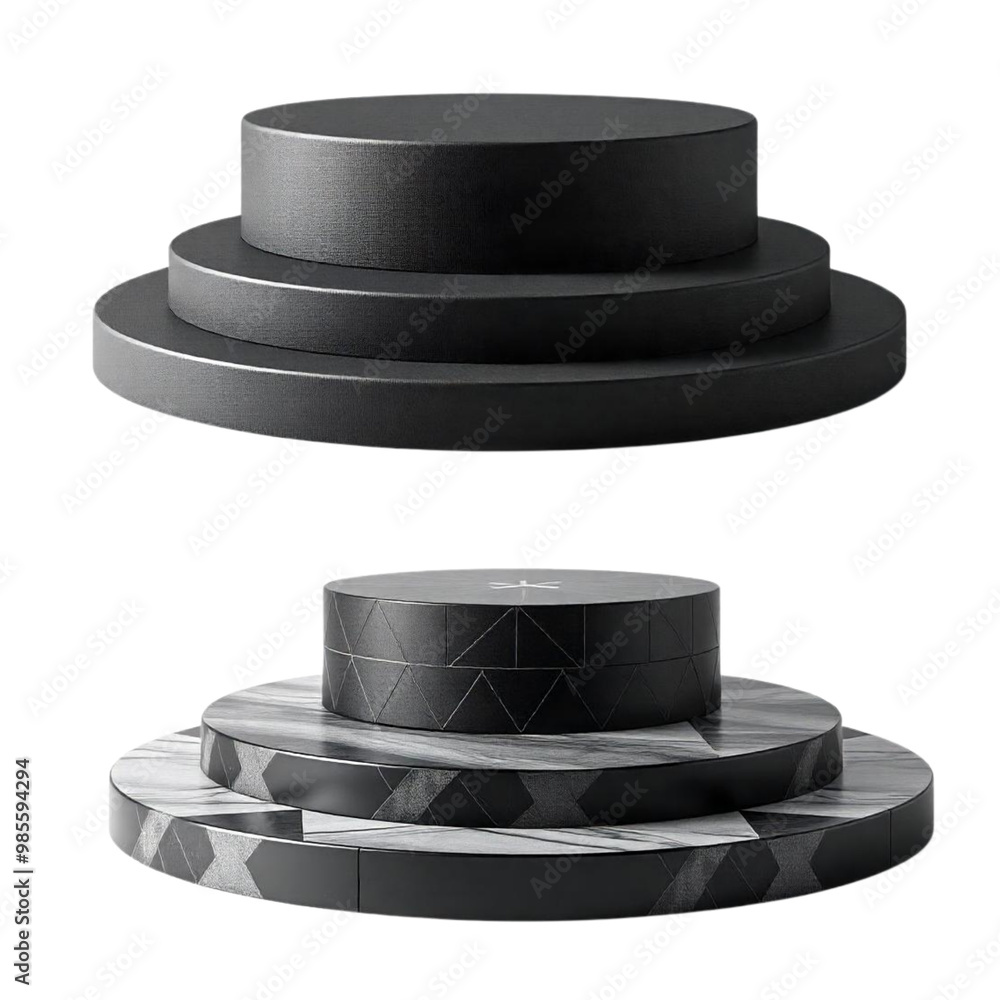 3D rendering of a luxurious black product display podium featuring on ...