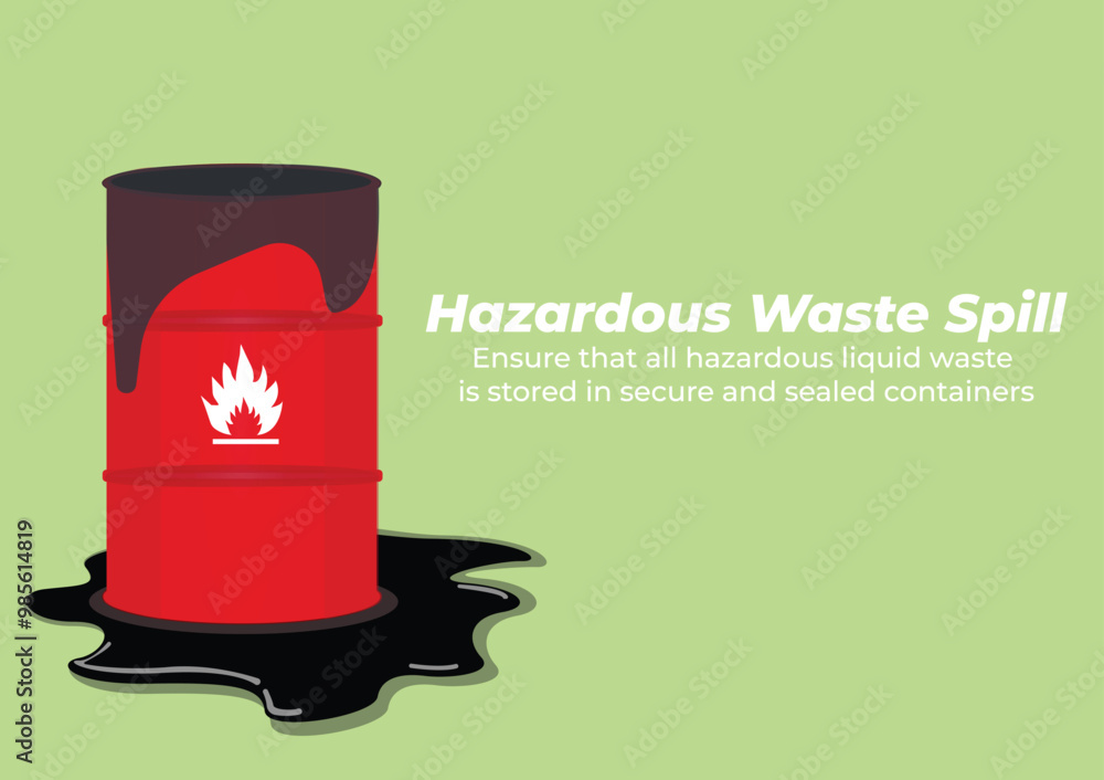 Spillage of oil or grease on unsealed and leaking drums. Safety Poster ...