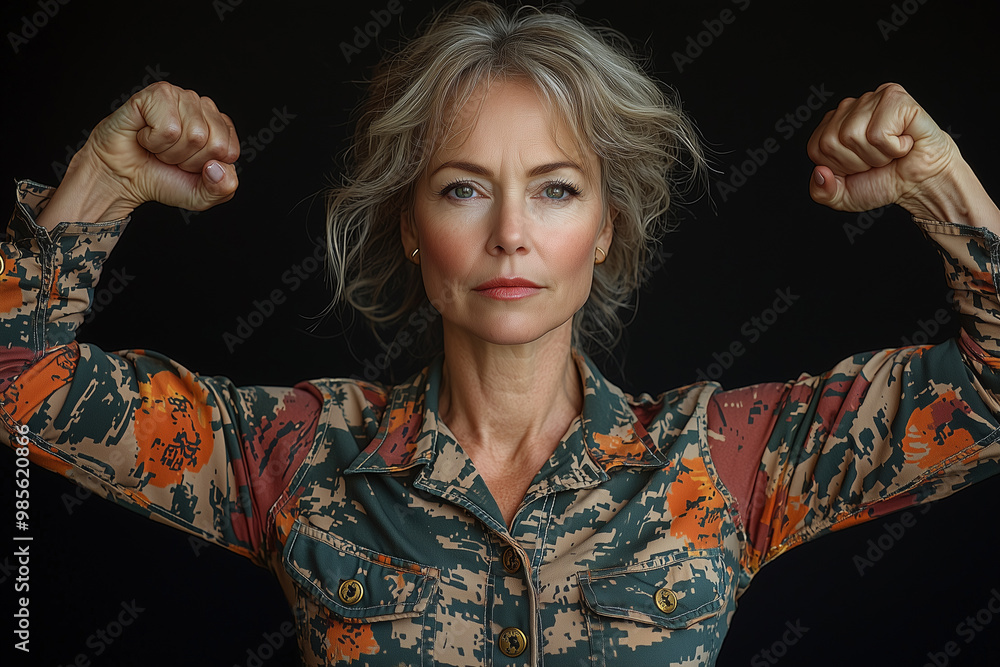 portrait of dramatic 1980s heavy metal style posing older middle aged ...