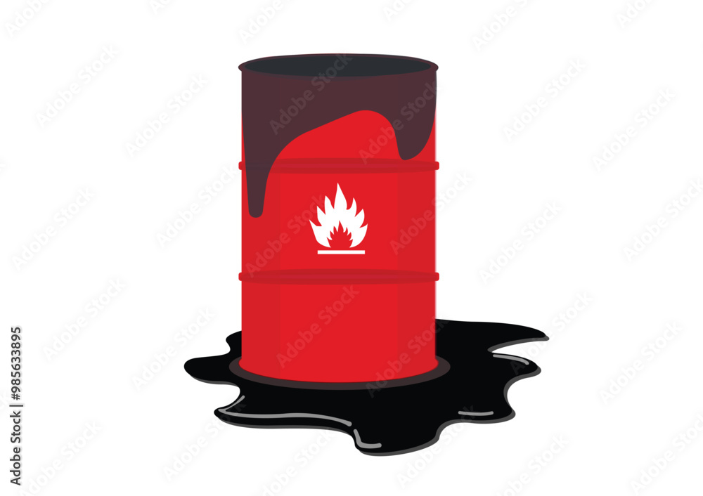 Vector de Stock Spillage of oil or grease on unsealed and leaking drums ...