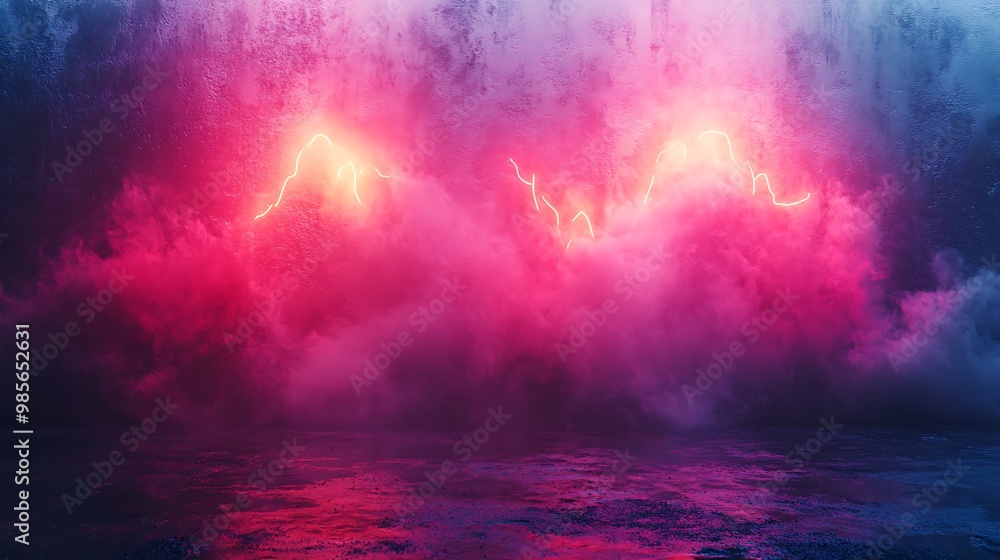 Abstract graffiti patterns fading into a gradient background, neon ...