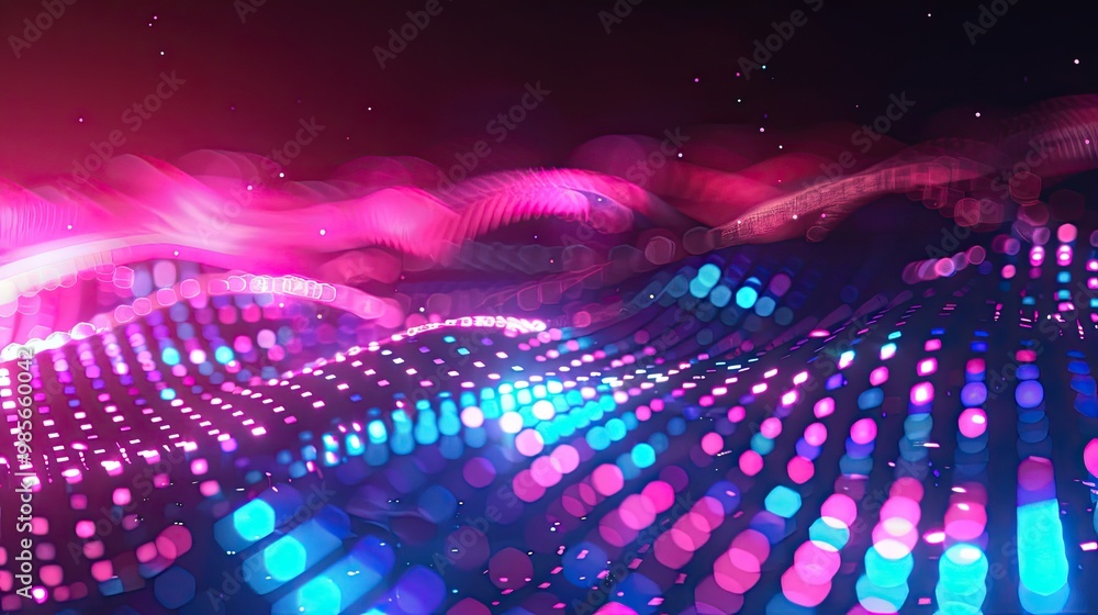 Gradient wallpaper with pixel art and neon colors creating a soft ...