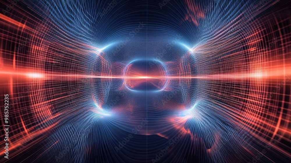 Double slit experiment illustration, showing the wave-particle duality ... Double slit experiment illustration, showing the wave-particle duality ...