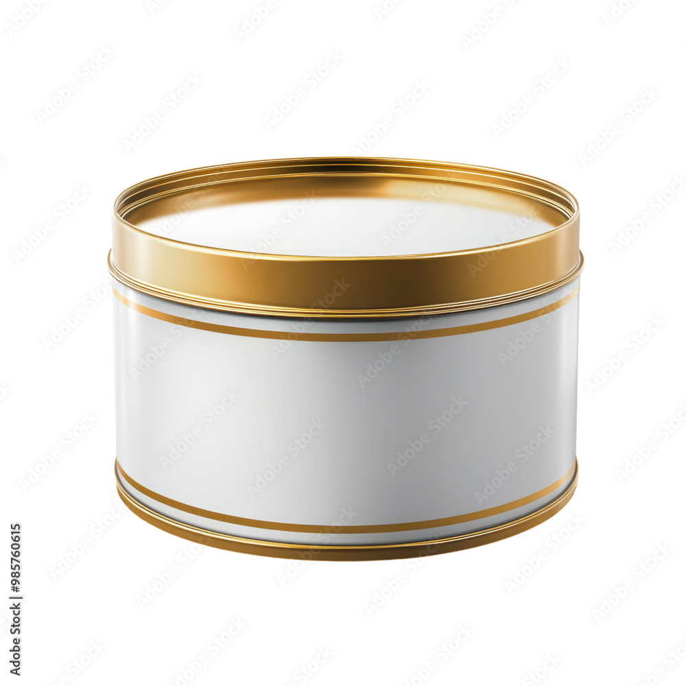 Round tin can packaging with editable label area for food products ...