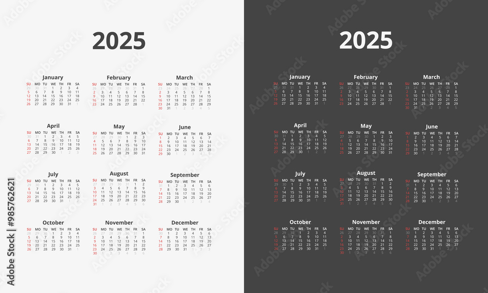 2025 year calendar layout with days of other months. Week starts Monday ...