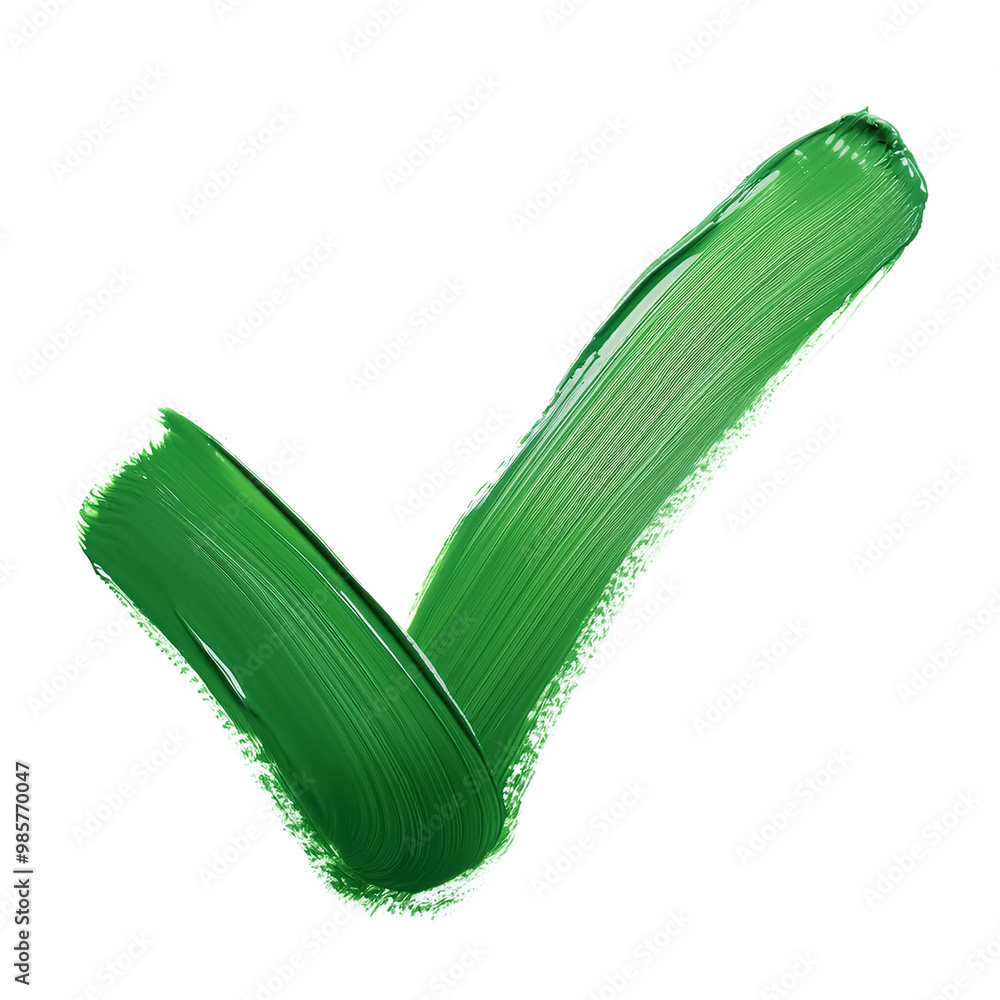 Green brush stroke check mark with transparent background design ...