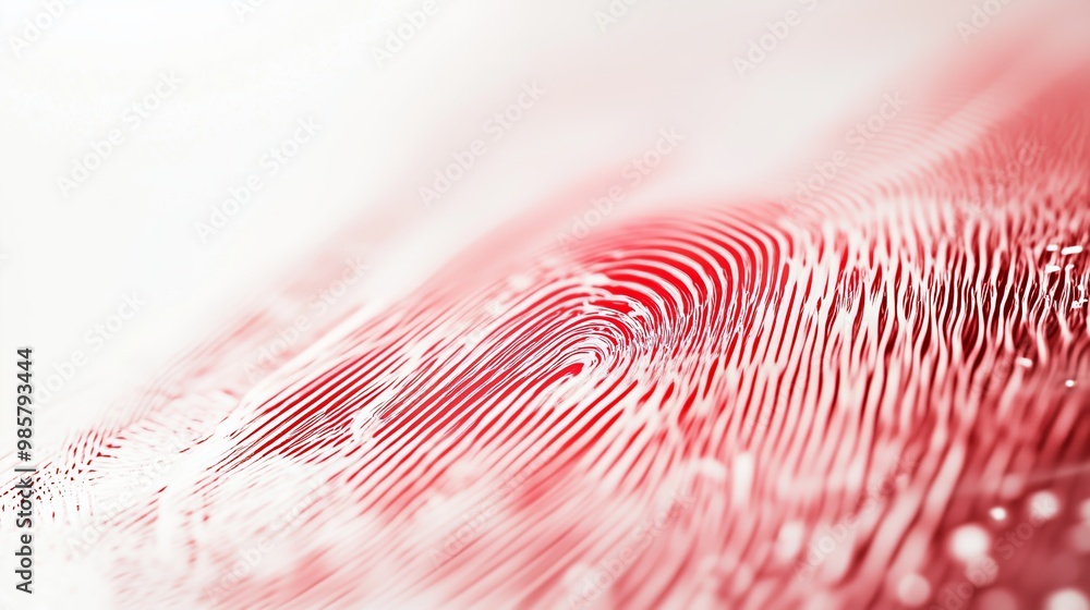 fingerprint, indented in clear white and red tinted interface ...