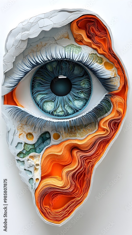 Detailed Paper Cut Cross Section of the Human Eye Anatomy Stock ...