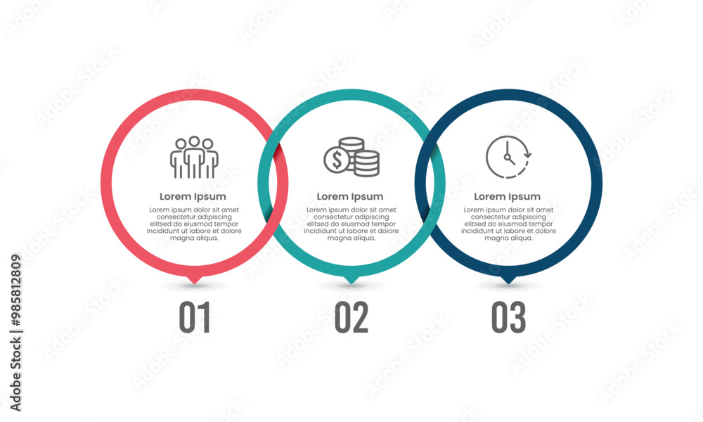 Infographic of three overlapping circles design template. Business ...