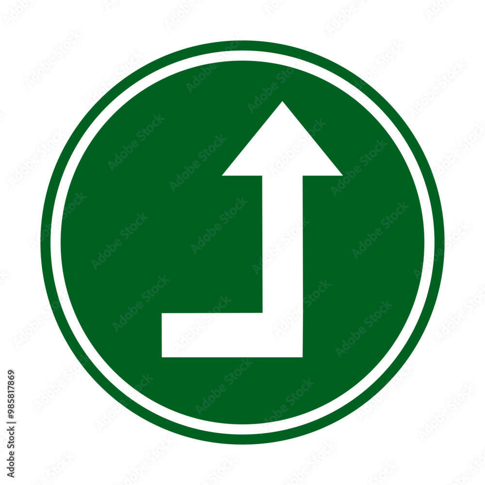 Green Icon for Roads and Directions | Right Up Direction Turning ...
