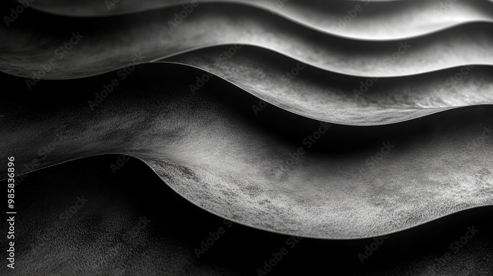 Sleek black waves create subtle texture, evoking sense of calm and ...