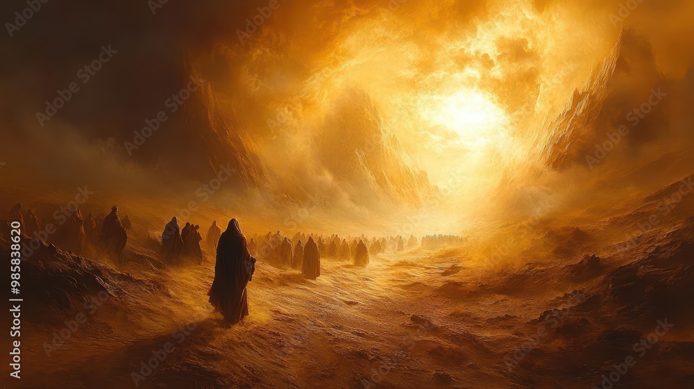 biblical exodus reimagined moses leading multitude through dramatic ...