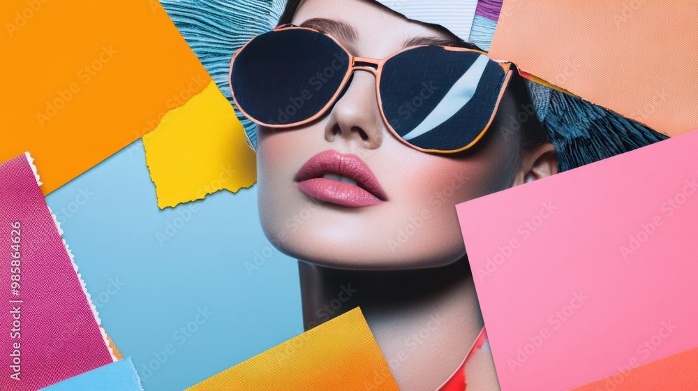 Fashion-themed collage featuring fabric swatches and color blocks ...