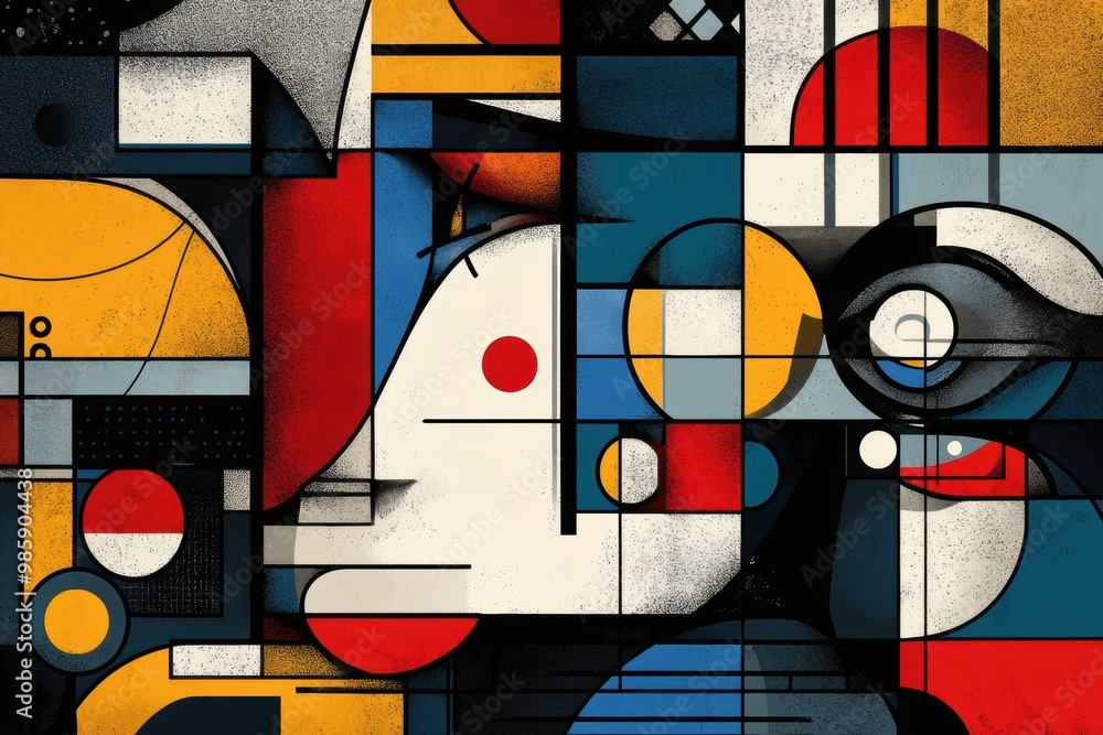 cubism-inspired banner showcases geometric shapes and abstract patterns ...