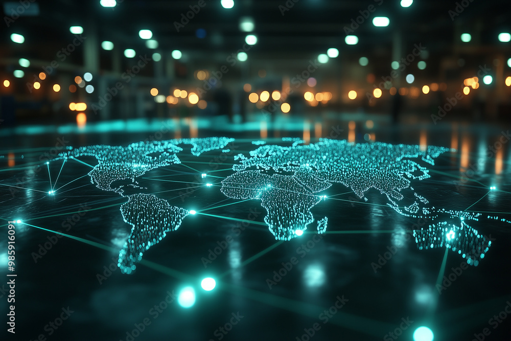 "IT" floating on the surface of a giant interactive world map with ...