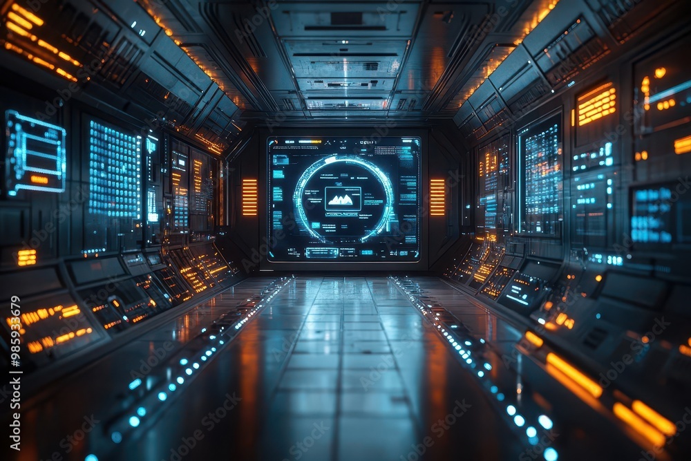 futuristic document management system in action holographic interfaces ...