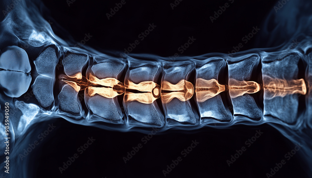 MRI scan of the spine with clear visualisation of the intervertebral ...