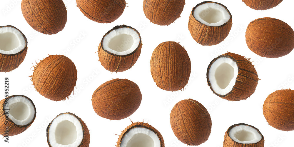 Lots of coconuts on transparent cutout background, PNG file. Mockup ...