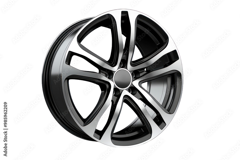 A sleek alloy wheel features a contemporary design with a combination ...