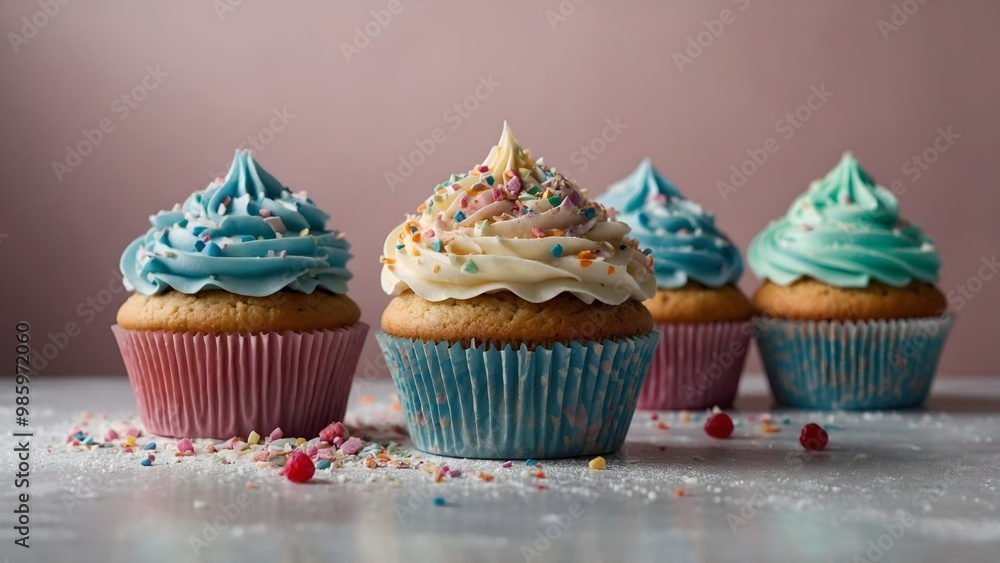 Cupcake muffin with icing frosting on transparent background cutout ...