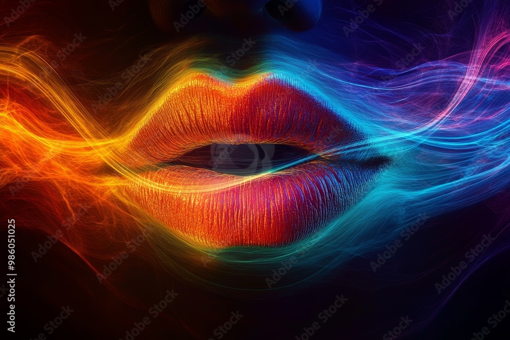 Psychedelic Rhythm: Vibrant AI Lips in Pulsating Colors for Artistic ...