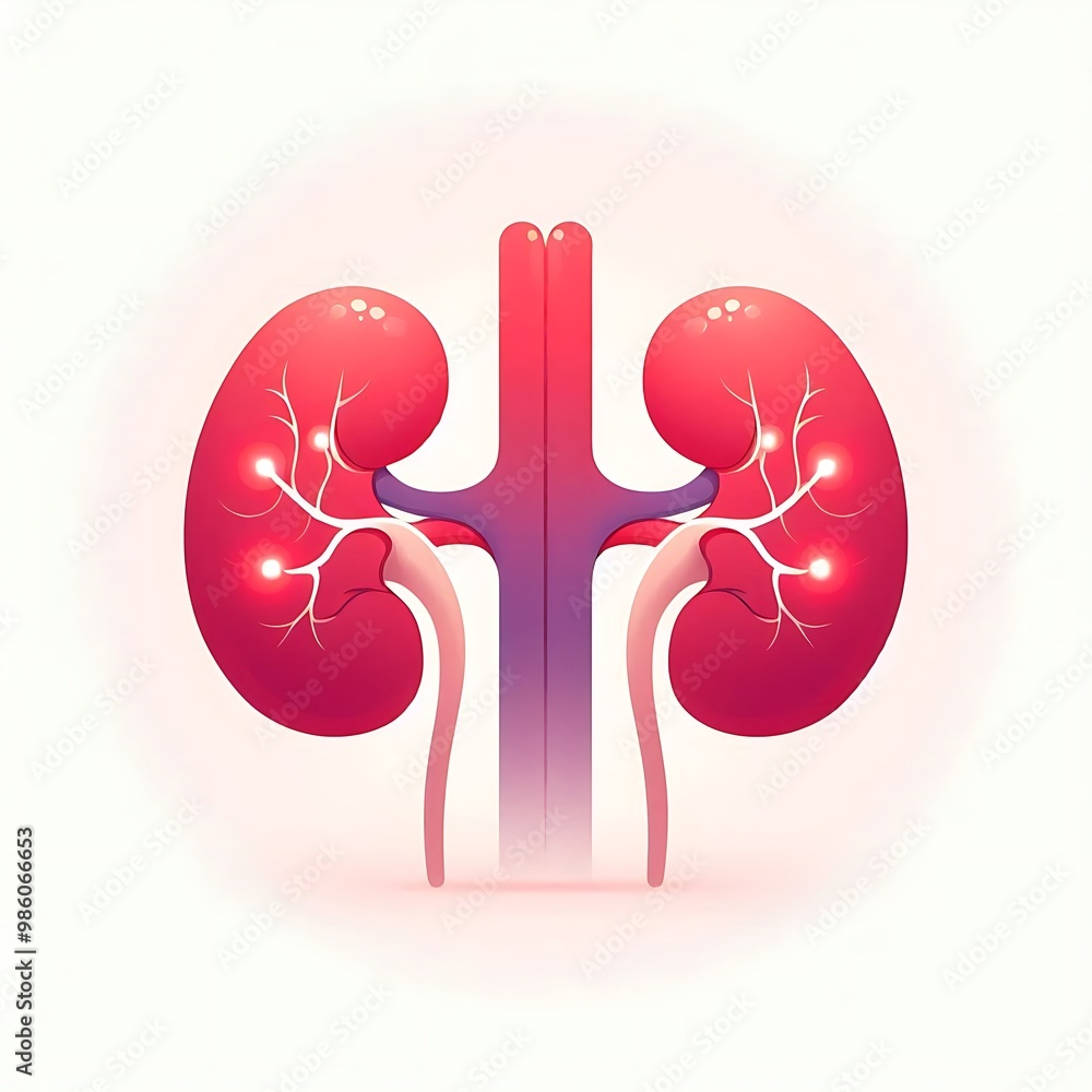 Kidney failure, flat illustration of human organs and systems, diseases ...