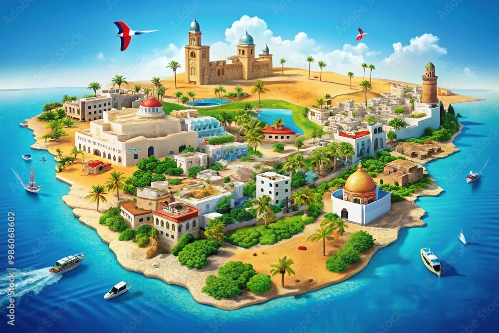 Explore Tunisia's detailed map showcasing geographic features, major ...