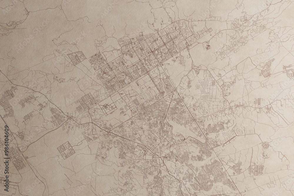 Map of Islamabad (Pakistan) on an old vintage sheet of paper. Retro ...