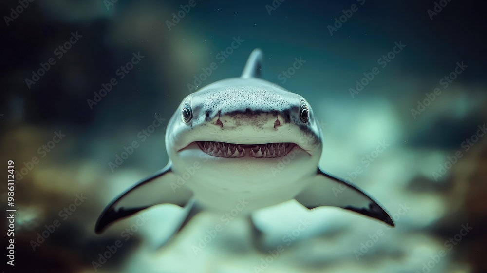 Baby shark smiling. Underwater photography of cute baby shark ...