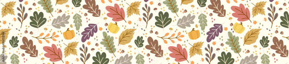 seamless pattern fall leaves background Stock Vector | Adobe Stock