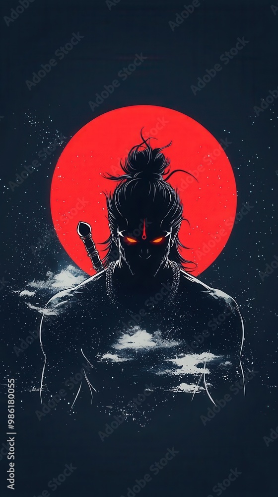 Shiva s Rudra form, fierce and terrifying, with glowing red eyes ...