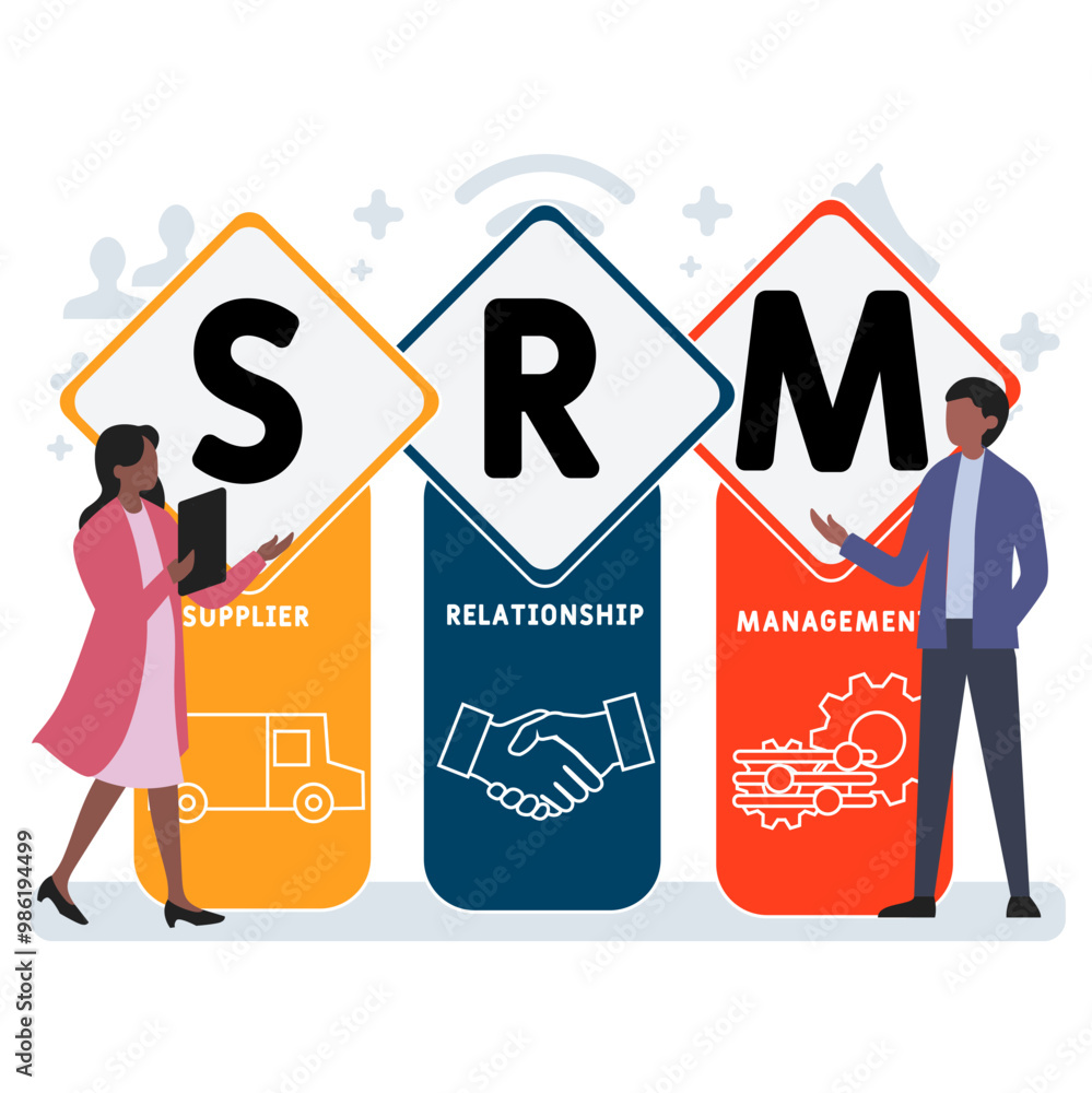 SRM - supplier relationship management acronym. business concept ...