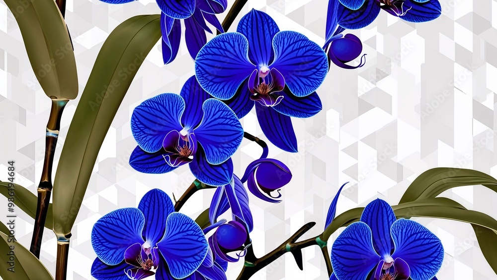 Indigo orchids smooth texture seamless plain white background design ...